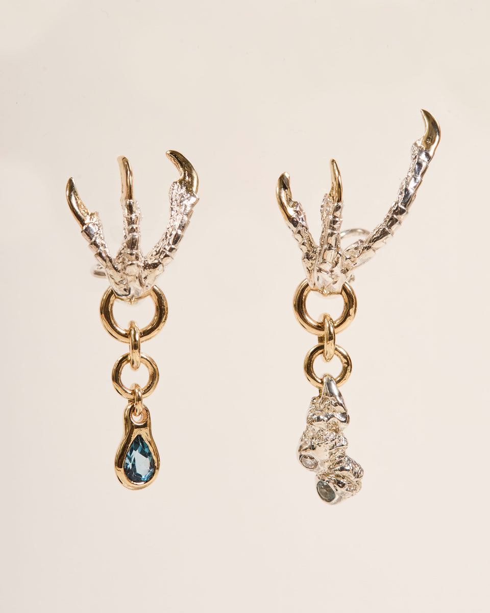 Drip and Encrusted Nugget Earrings - Gold Nails – Tessa Metcalfe Jewellery