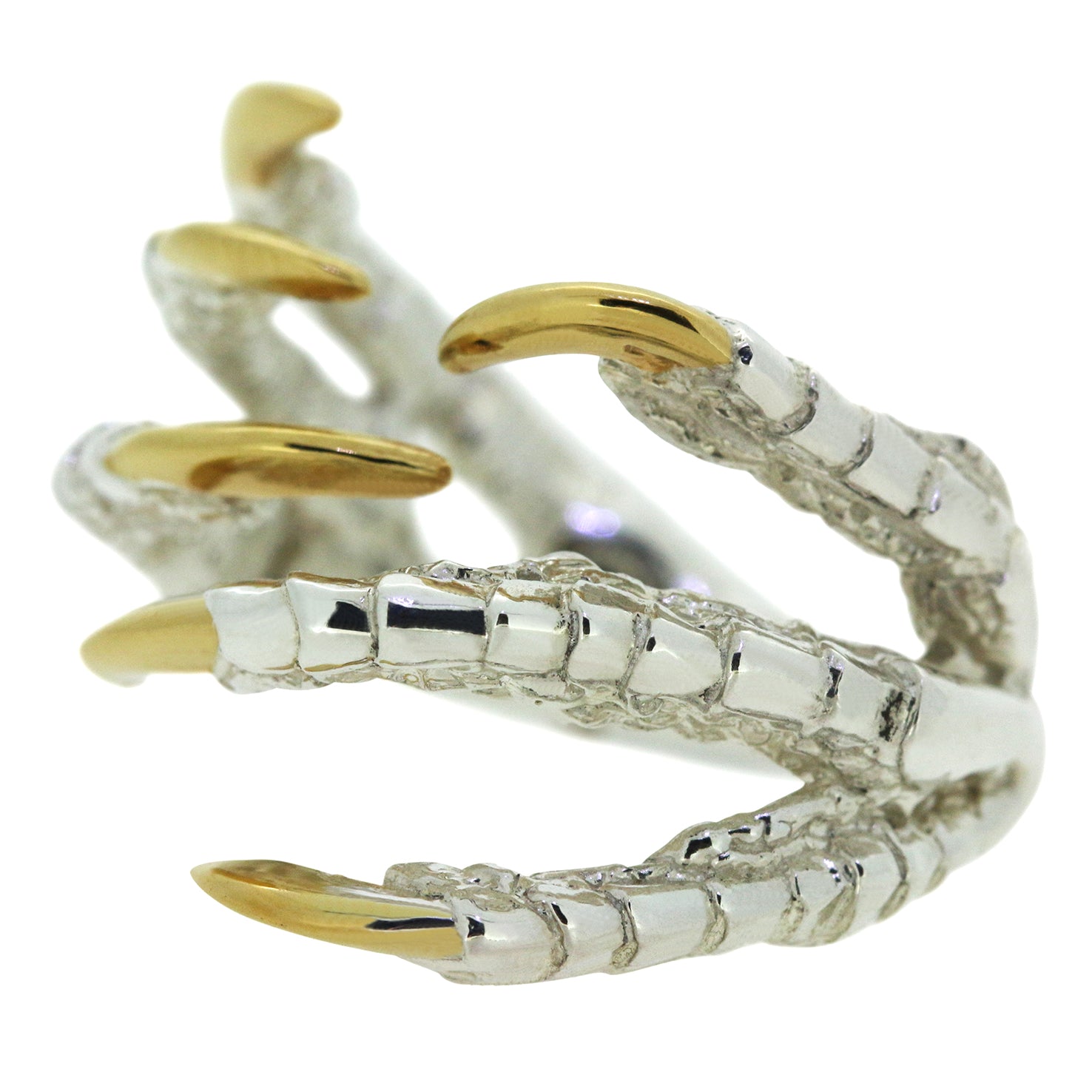 Pigeon Grasp - Silver Gold Nails - Tessa Metcalfe Jewellery
